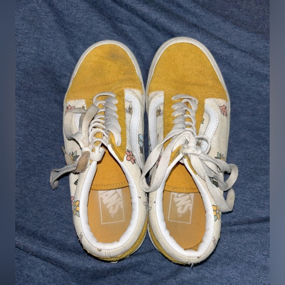 Vans | Shoes | Mustard Embroidered Floral Accent Vans | Poshmark